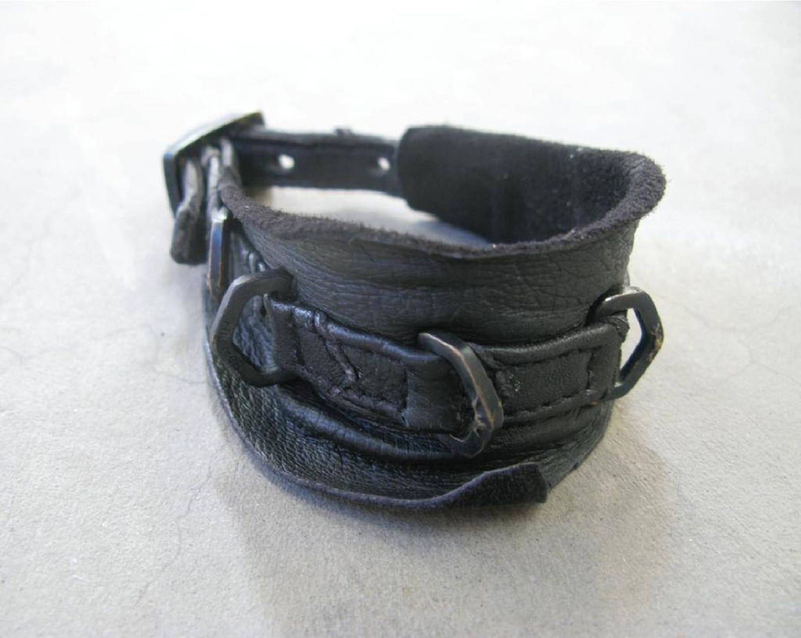 D RING RAW CUFF Adjustable Premium Leather Cuff With Custom - Etsy