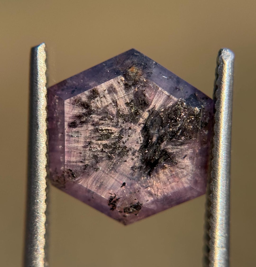 Trapiche Sapphire 2.40ct Hexagonal Slice | Rare UV Reactive Gem From ...