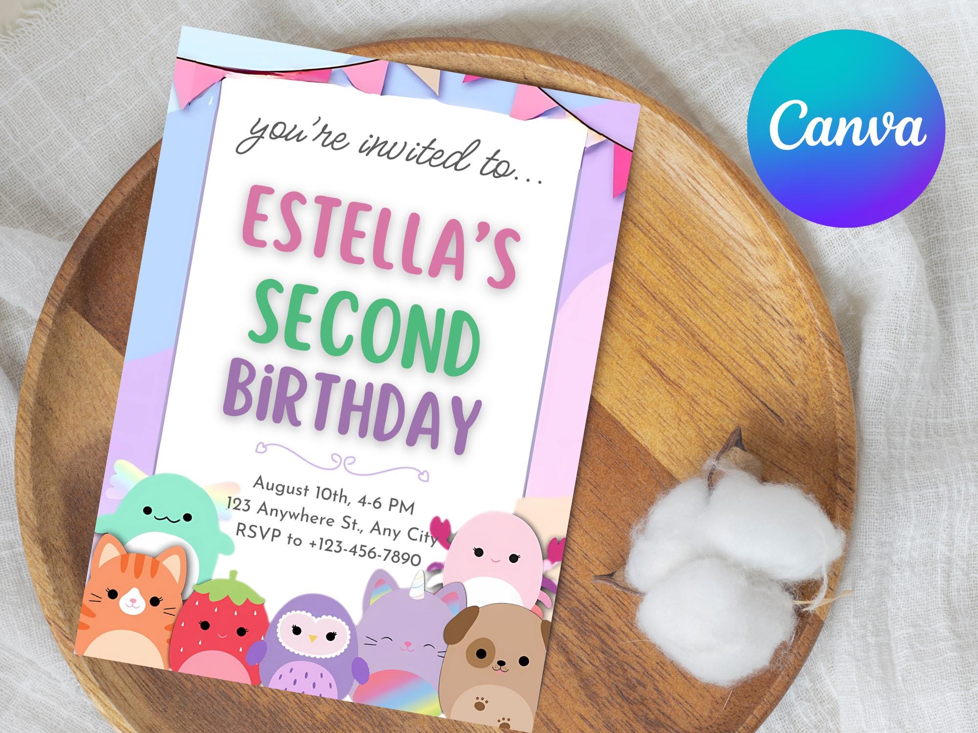 Squishmallow Birthday Invitation, Squishmallow Invitation, Squish ...
