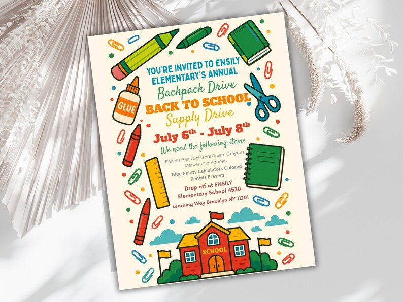 Editable School Supply Drive Flyer: Printable PTA/PTO Fundraiser ...