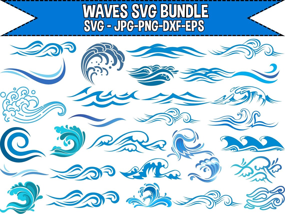 Wave Svg Bundle, Water Waves Svg, Ocean Waves Svg, Drop Svg, Tidal ...