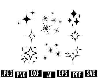 Sparkle SVG Bundle, Sparkle Stars SVG, Stars Svg, Star Clipart, Bright Stars, Twinkle Stars ...