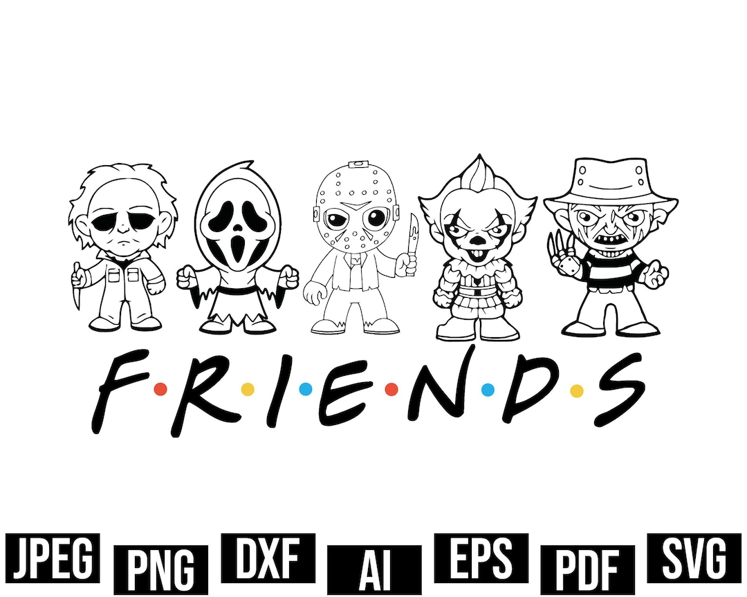 Halloween Friends Svg, Horror Friends Png, Clipart, Halloween T-shirt ...