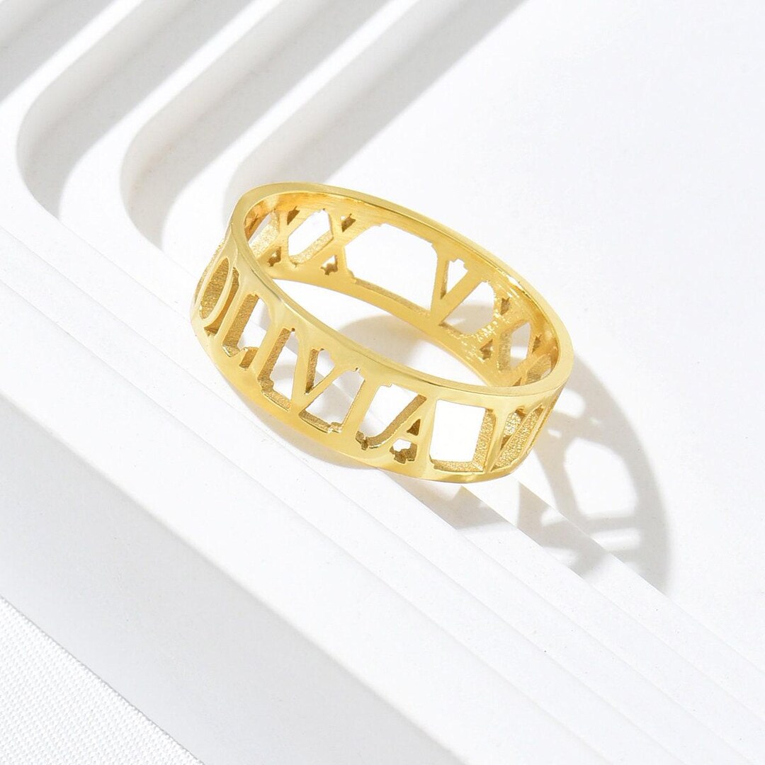 Custom Roman Numerals Ring, Date Ring, Wedding Gift, Anniversary Gift ...