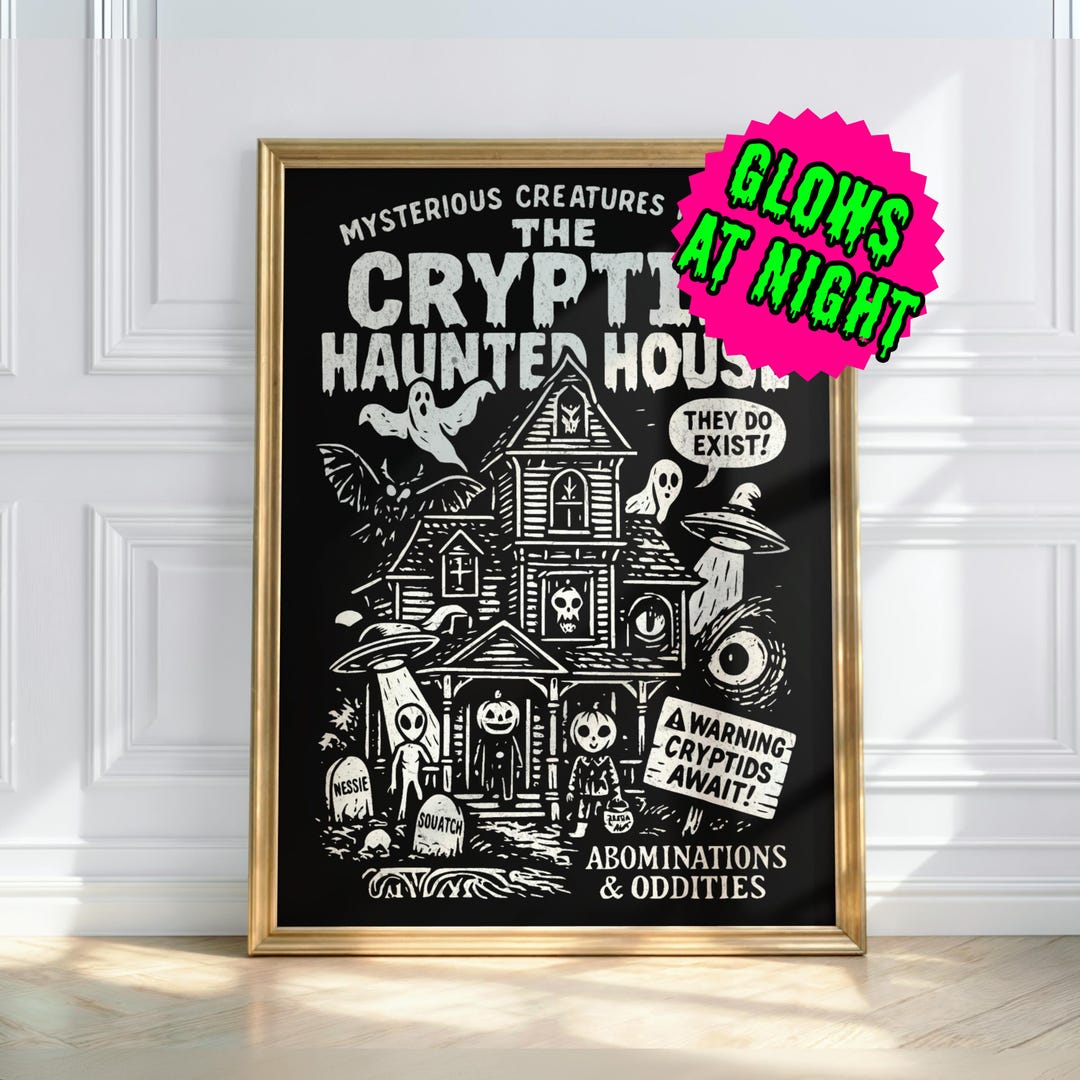 Cryptid Haunted House Poster Trendy Halloween Decor Vintage Horror Wall ...