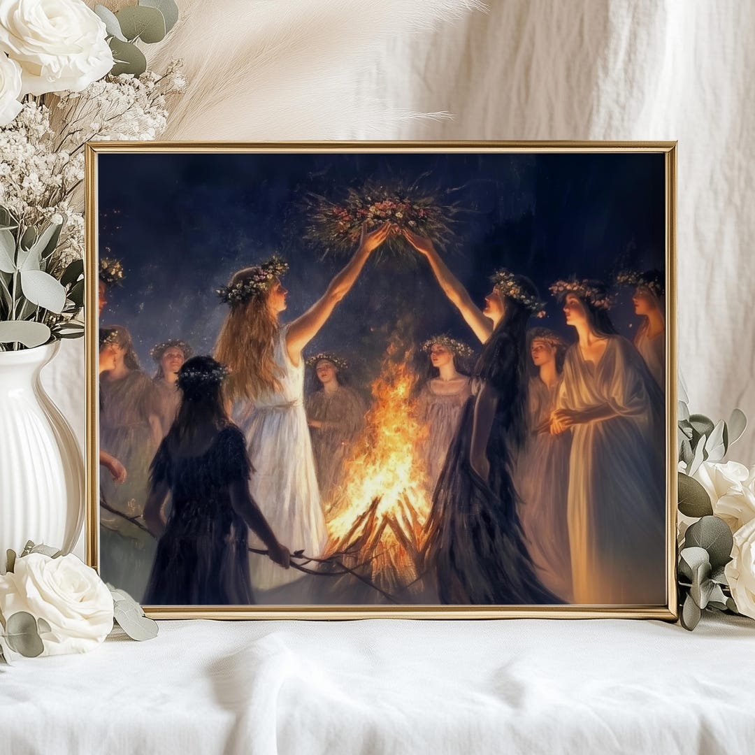 Kupala Night Art Boho Poster - Slavic Folklore Wall Art, Summer ...