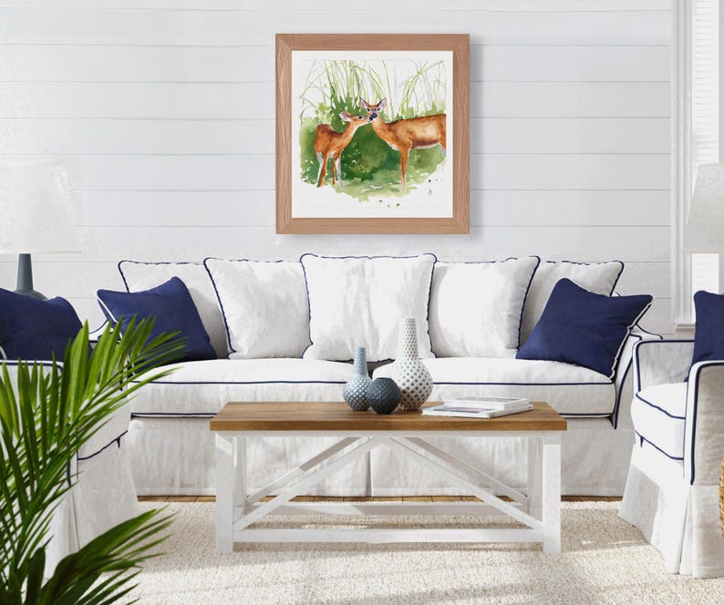 Watercolor Florida Key Deer, Square Art Print - Etsy