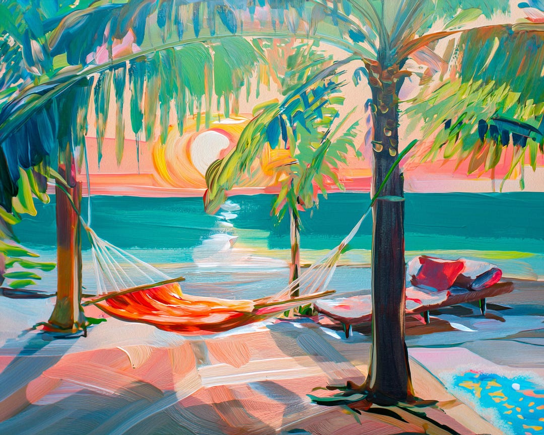 Key West Beach Life Art Print: Tropical Florida - Vibrant Wall Decor - Etsy