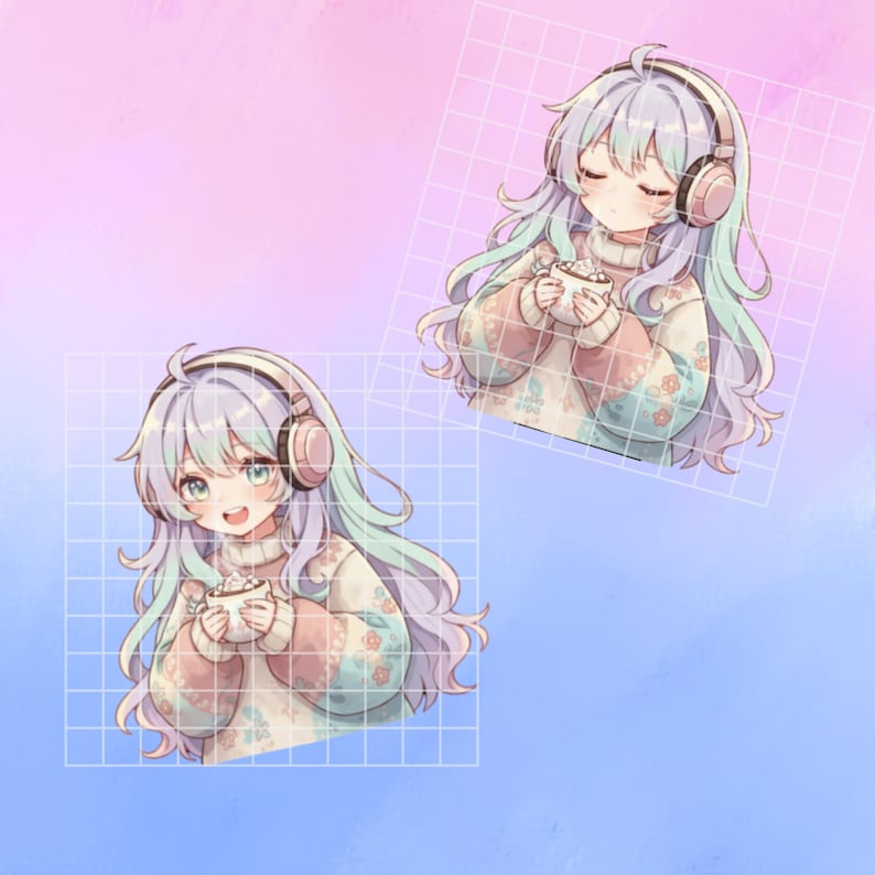 Pastel Anime Girl Pngtuber Avatar Set | Cozy Vtuber Model (digital ...
