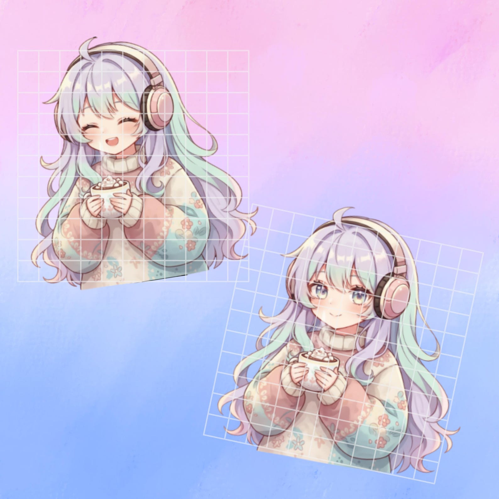 Pastel Anime Girl Pngtuber Avatar Set | Cozy Vtuber Model (digital ...