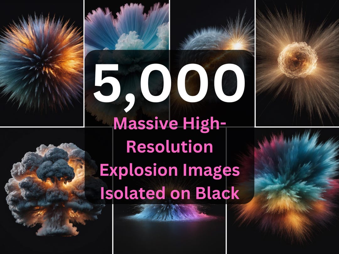 5000 Explosion Images JPG Isolated on Black Digital Download - Etsy