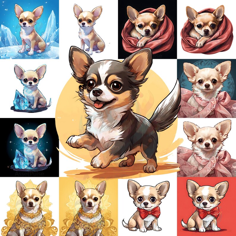 Chihuahua Puppy Love Clipart Bundle – Chihuahua Welpen Clipart Set | 50 ...