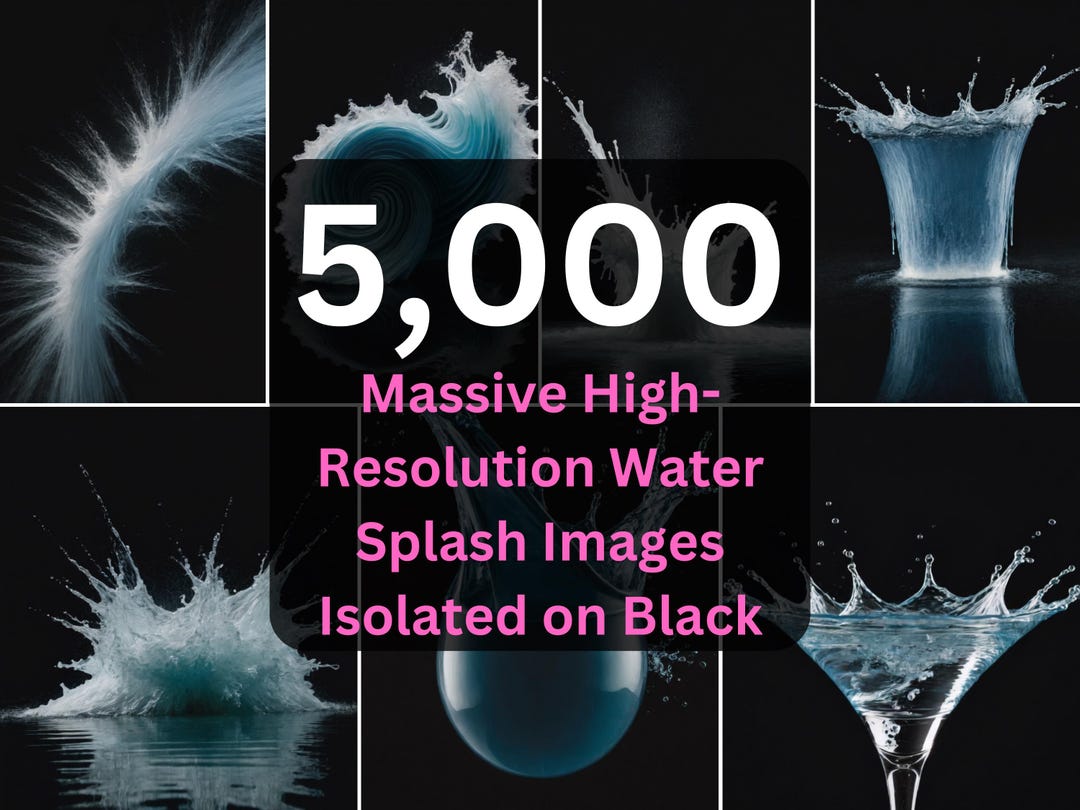 5000 Water Splash Overlays, High-resolution PNG, Transparent Water ...