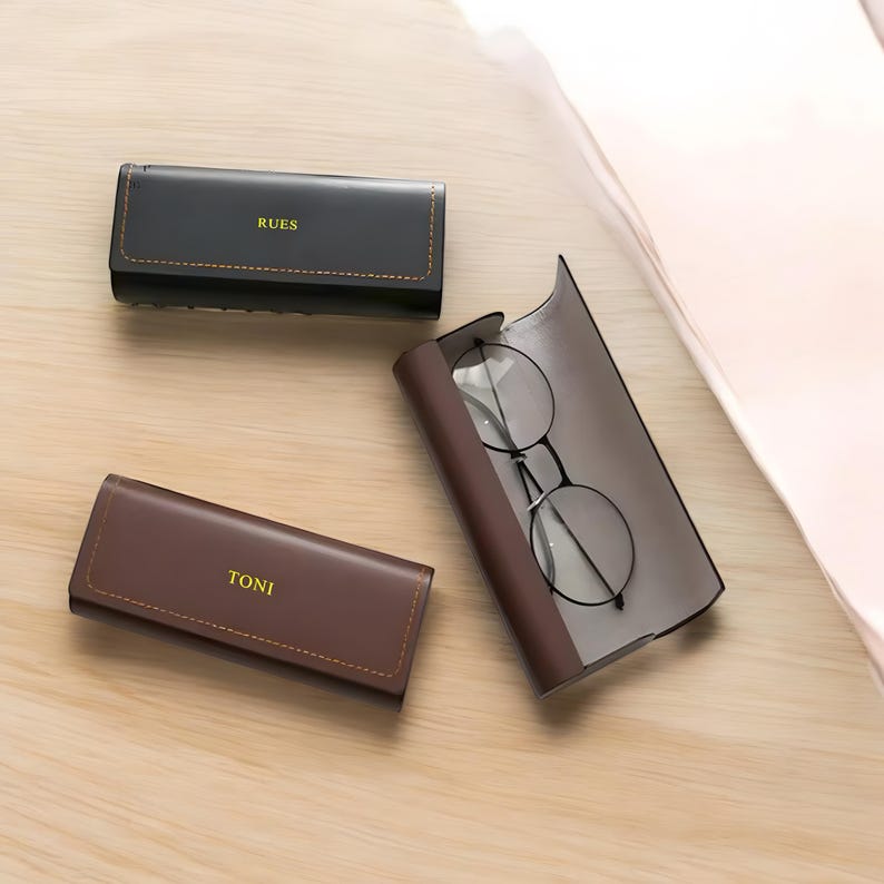 Personalized Leather Eyeglass Case Custom Glasses Holder Monogrammed ...