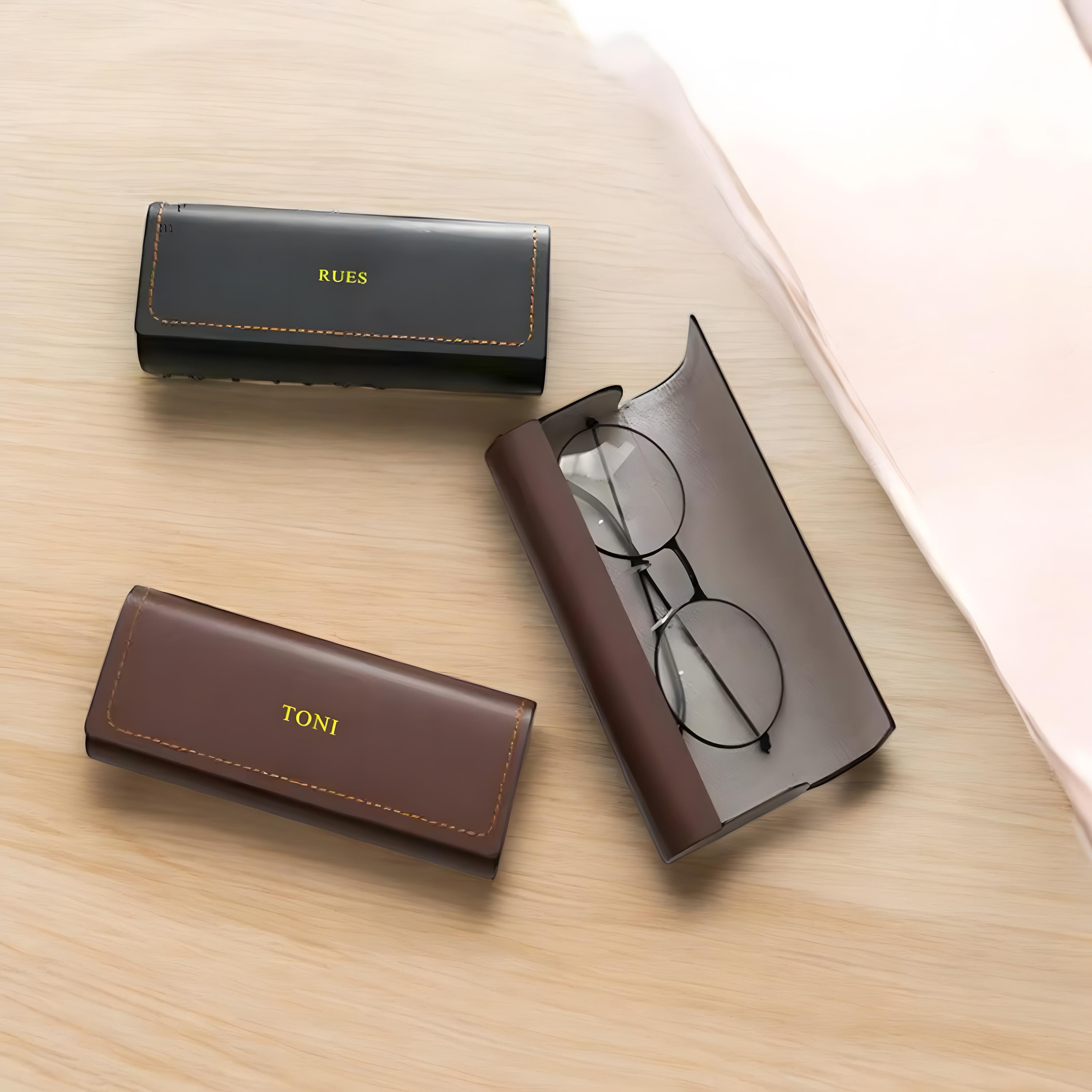 Personalized Leather Eyeglass Case Custom Glasses Holder Monogrammed ...