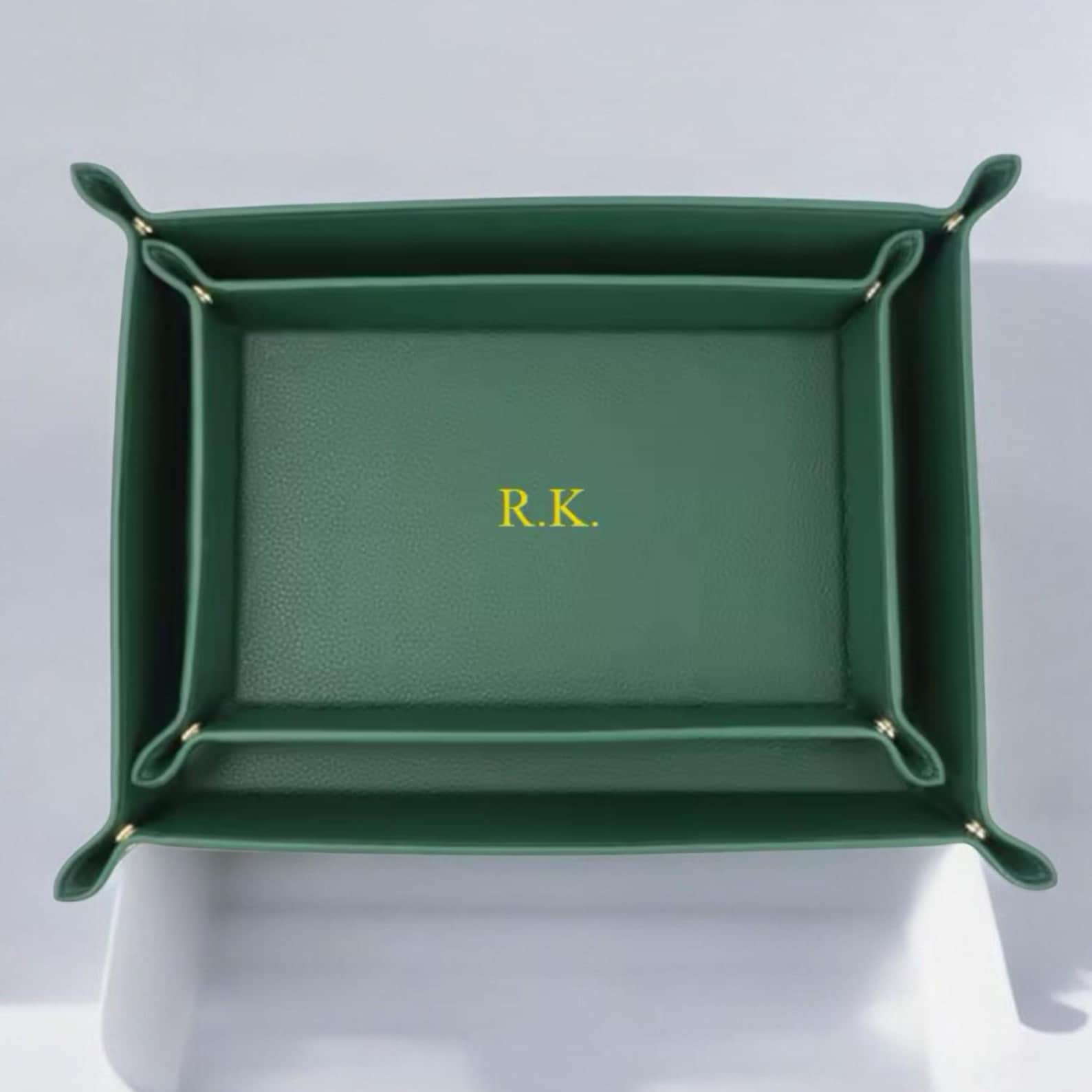 Personalized Leather Valet Tray – Custom Initials Monogram – Catchall ...