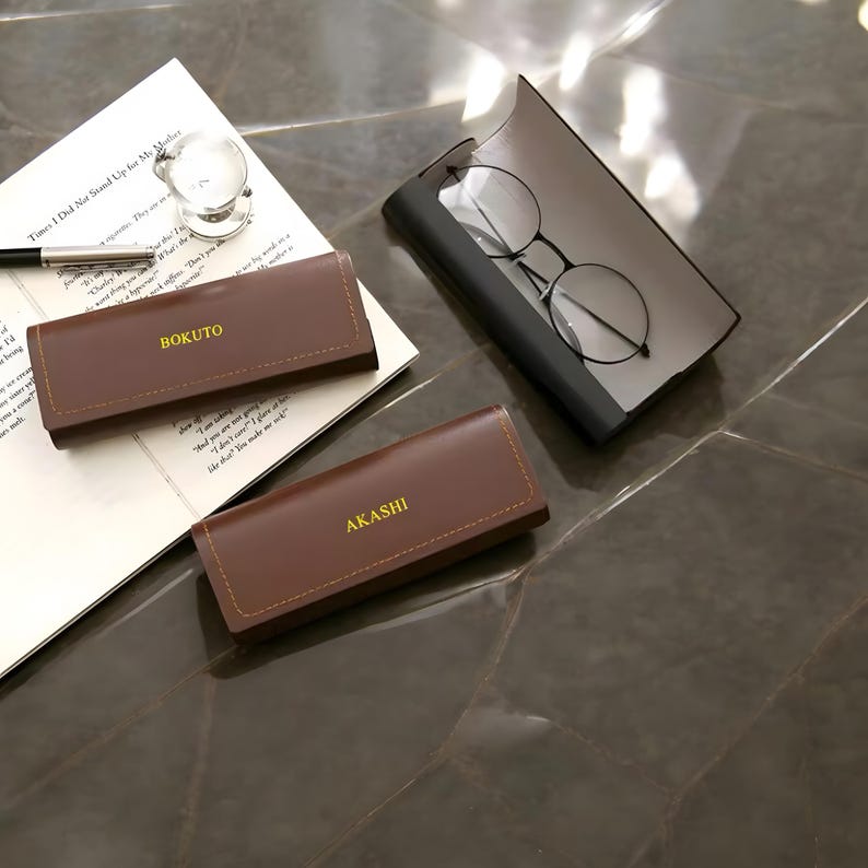 Personalized Leather Eyeglass Case Custom Glasses Holder Monogrammed ...
