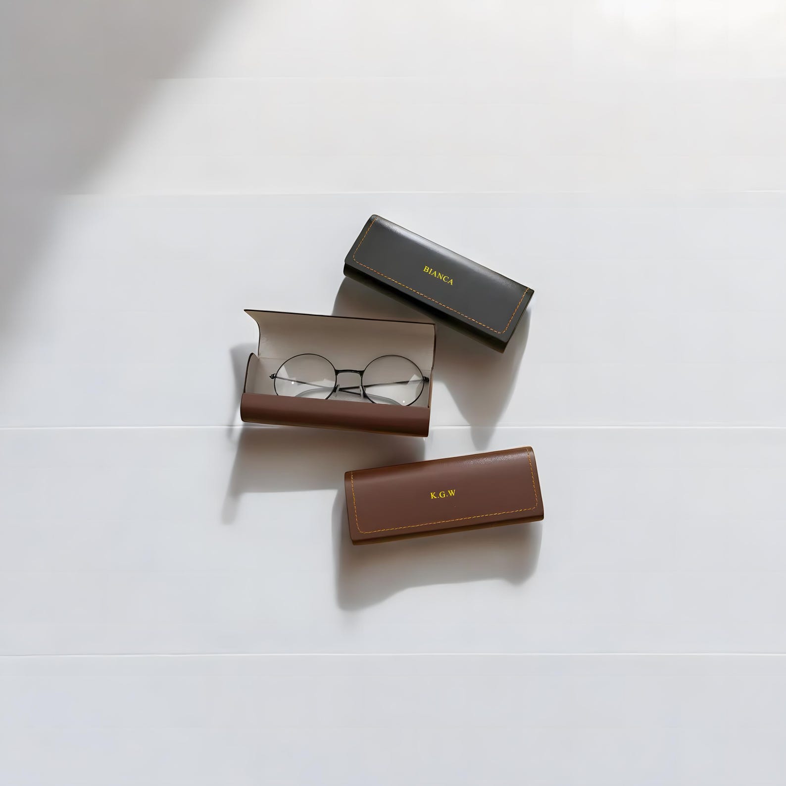 Personalized Leather Eyeglass Case Custom Glasses Holder Monogrammed ...