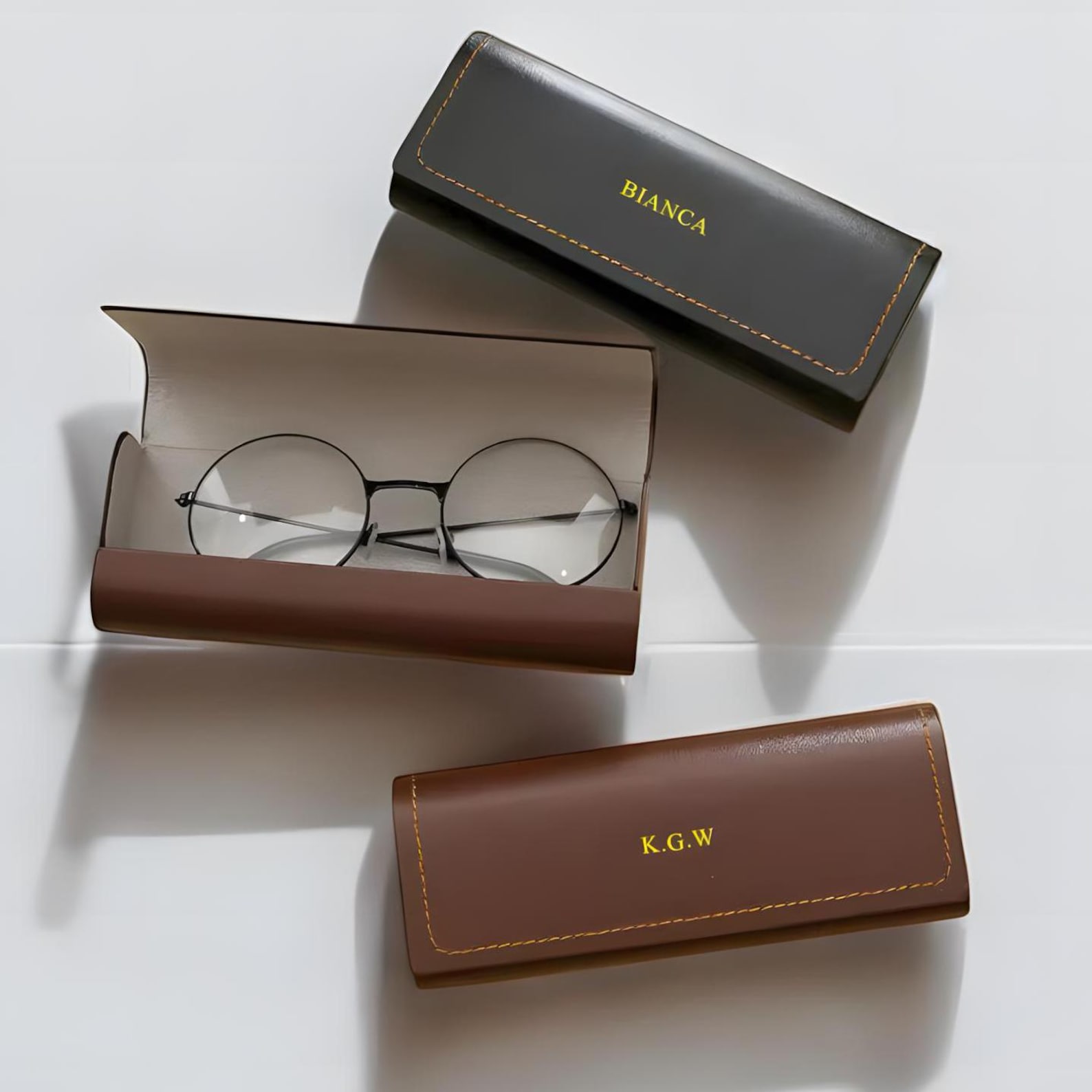 Personalized Leather Eyeglass Case | Custom Glasses Holder ...