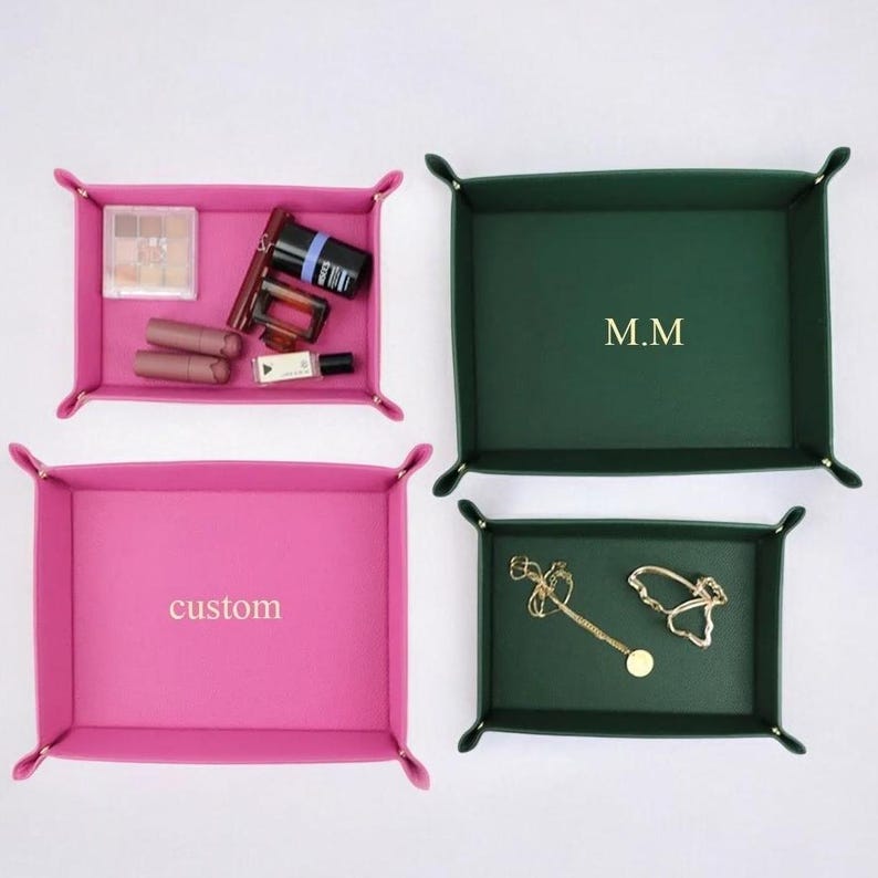 Personalized Leather Valet Tray – Custom Initials Monogram – Catchall ...
