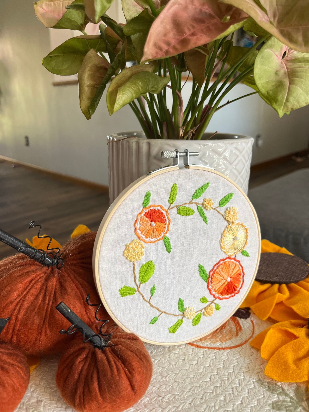 CITRUS WREATH Embroidery 6 Hoop Finished Embroidery - Etsy