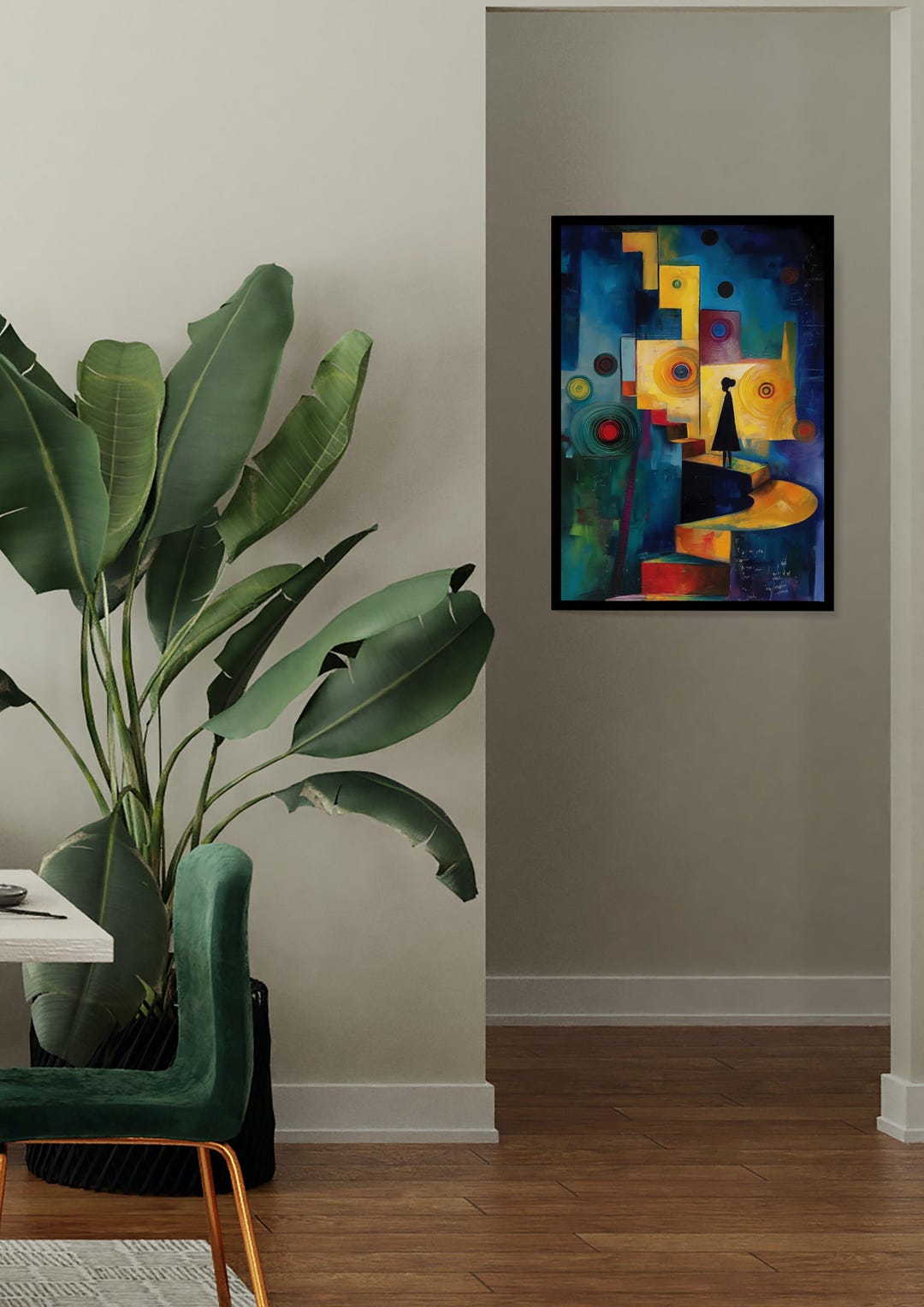 Expressionist Stair Art Print, Abstract Woman Wall Decor, Modern Home ...