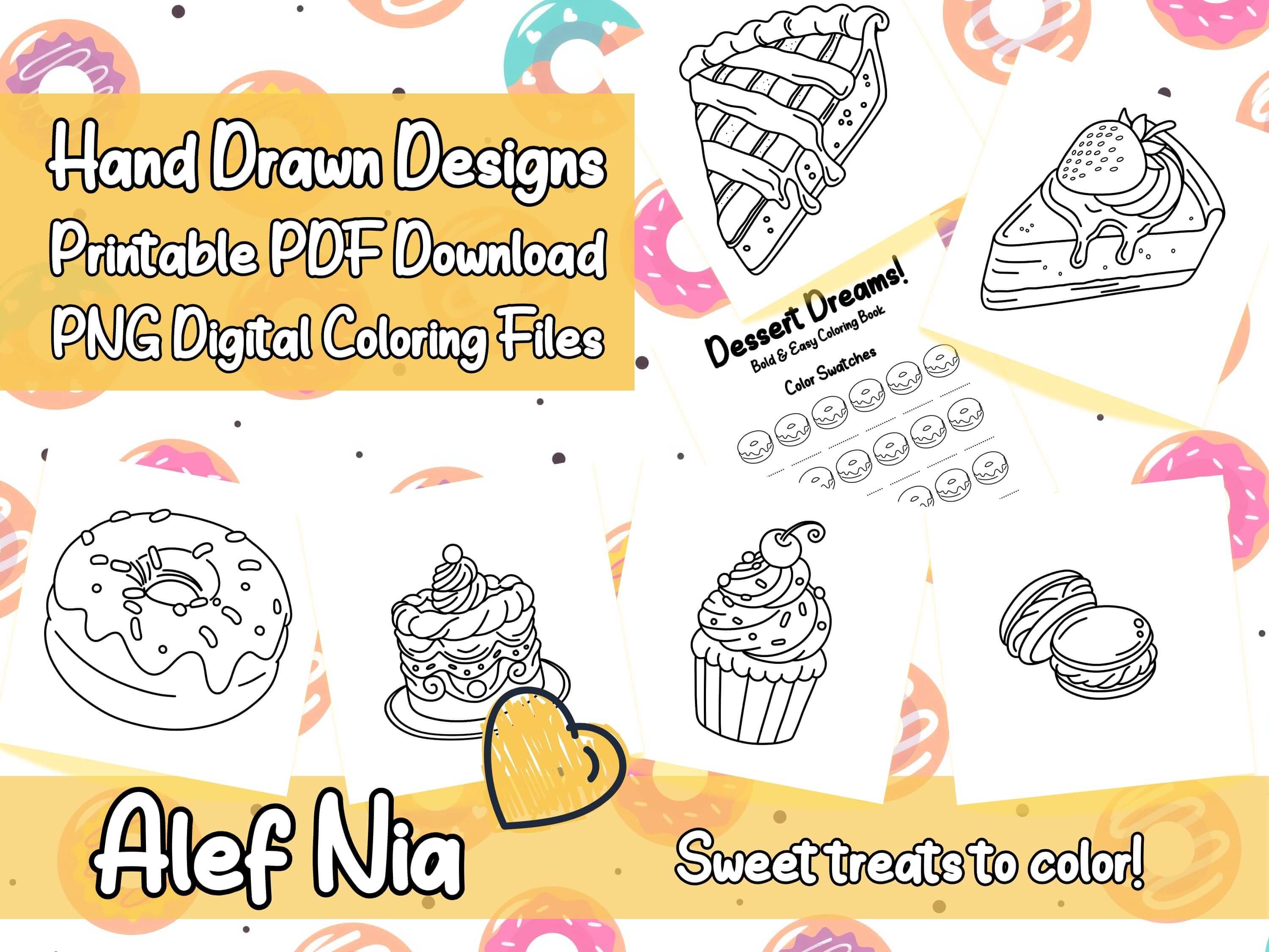 Sweets & Desserts Bold and Easy Coloring Book | Fun and Cute Coloring ...