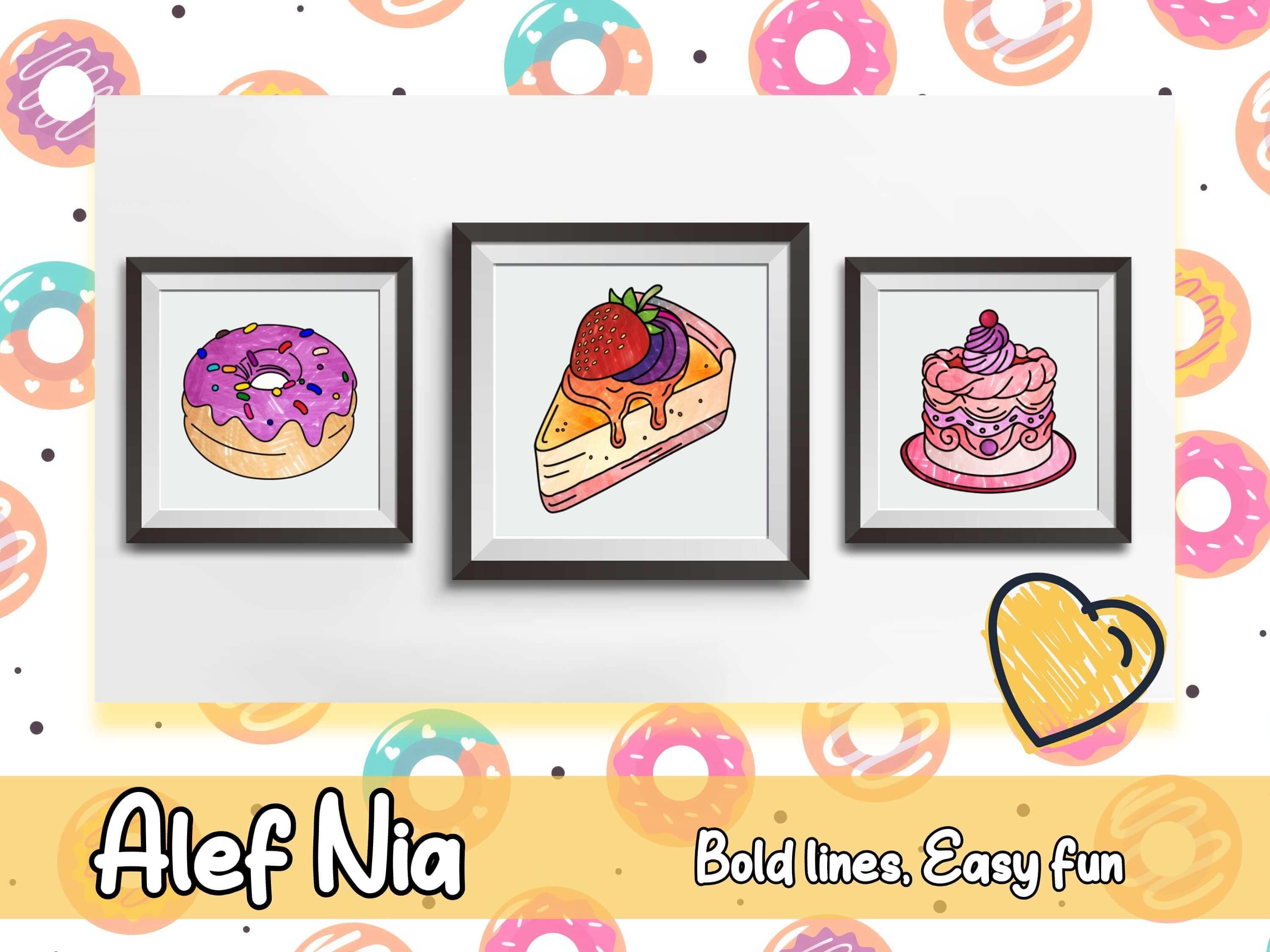 Sweets & Desserts Bold and Easy Coloring Book | Fun and Cute Coloring ...