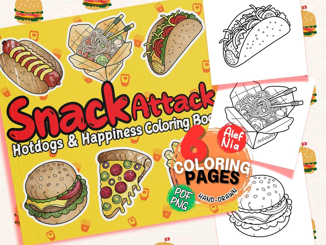 Fast Food Coloring Book | Pizza Burger Hot Dog Snacks | 6 Yummy ...