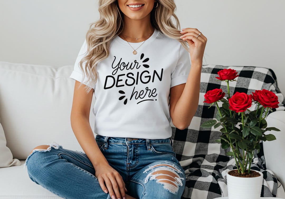 Gildan 5000 White T-shirt Mockup, G5000 White Shirt Mock-up, Shirt ...