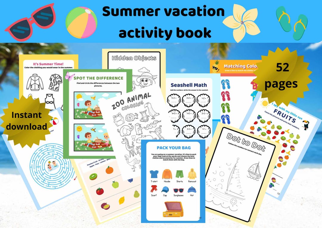 Printable Summer Fun Activity Book for Toddlers and Preschoolers | Ages ...