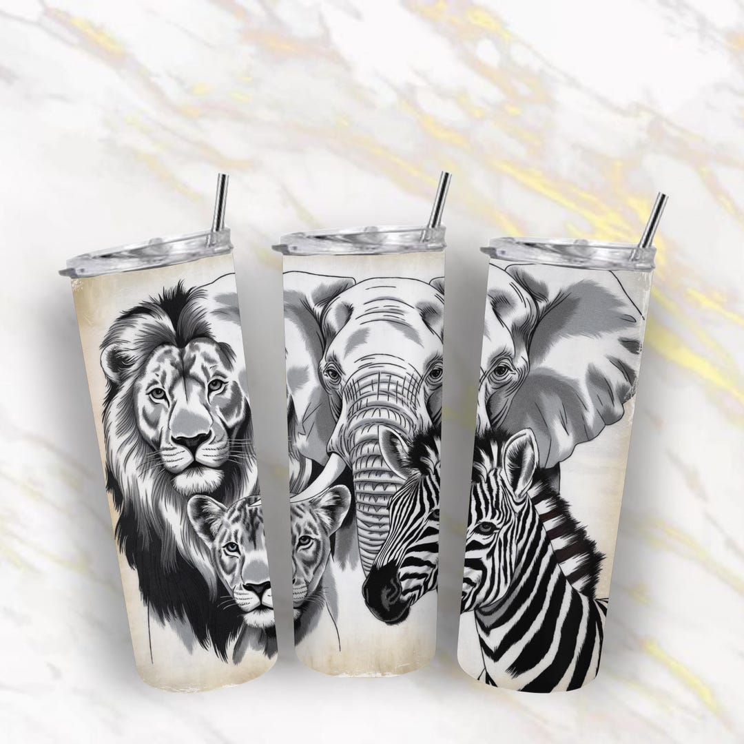Cute Jungle Animals Tumbler, Fun Safari Animal Print Cup, Wildlife ...