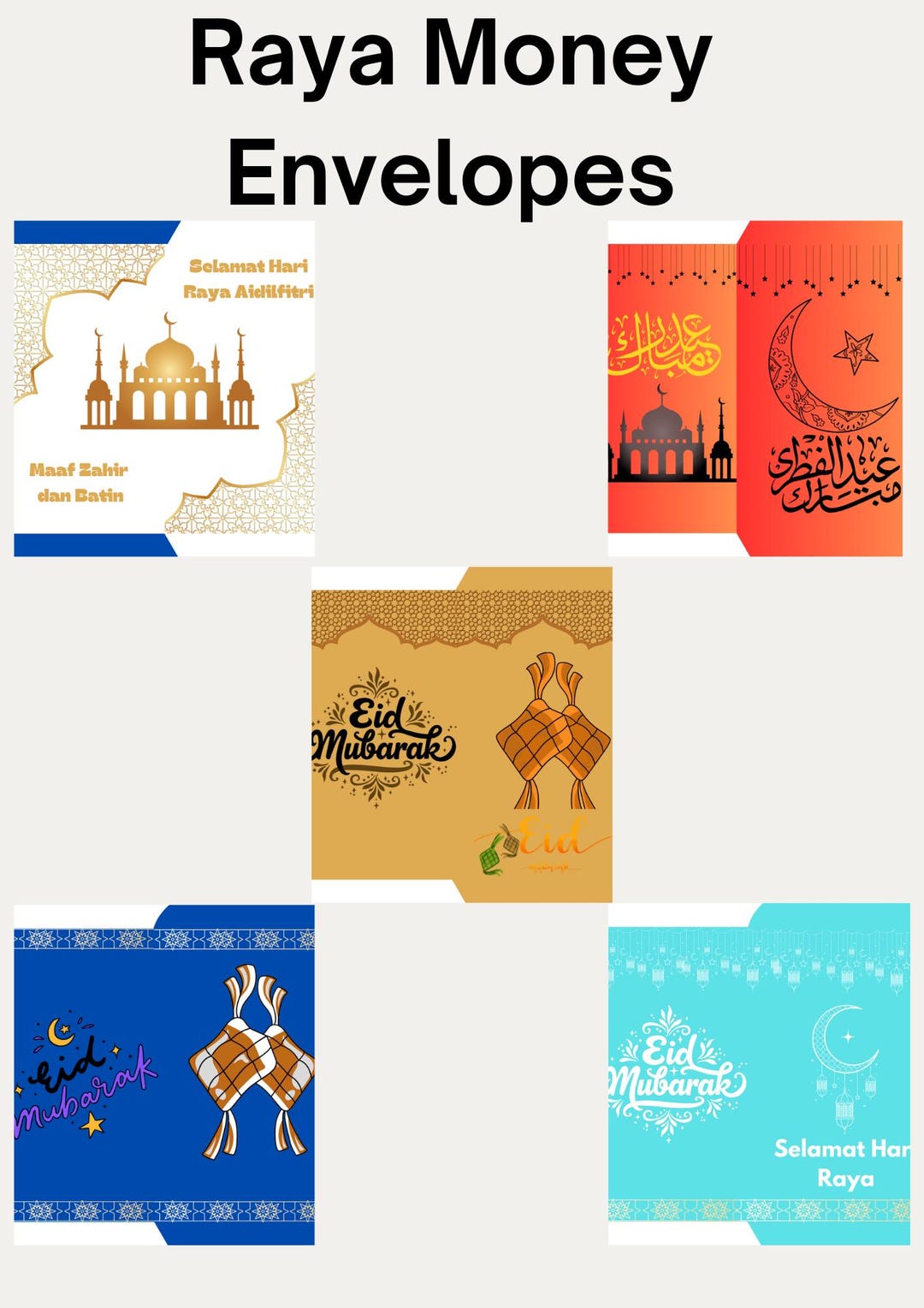 Modern Hari Raya Money Envelopes | Eid Gift Packets | Festive Islamic ...