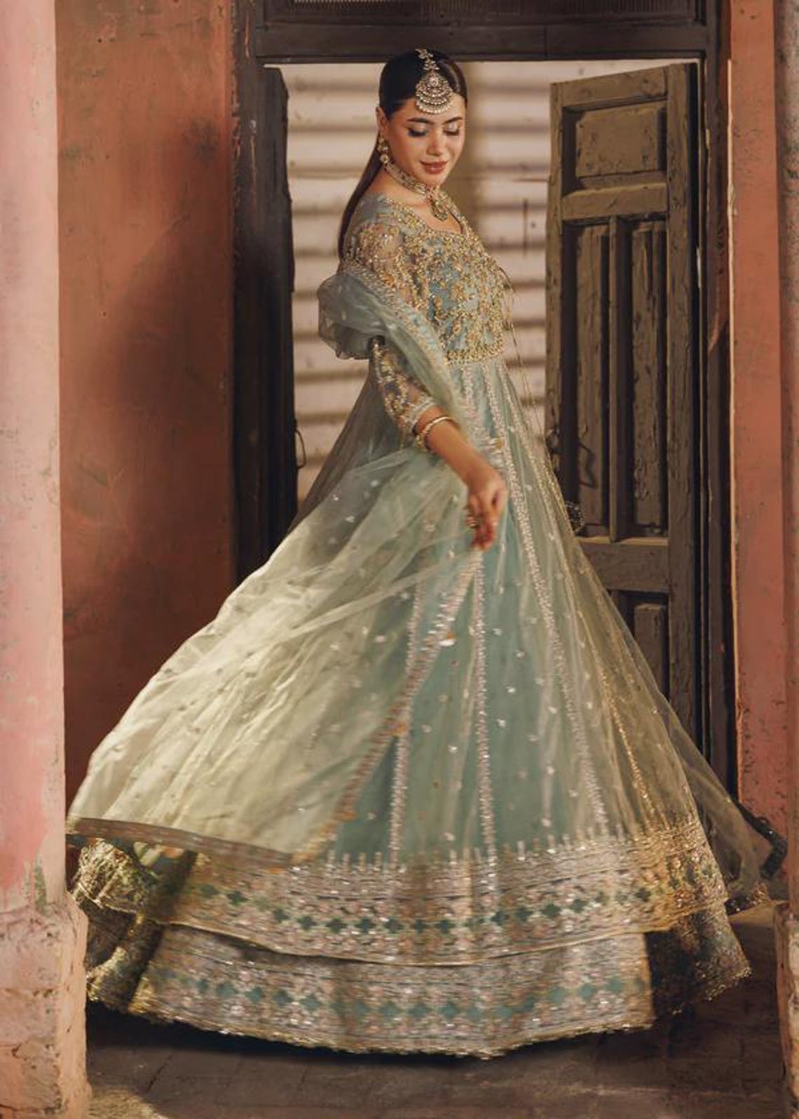 Blush Pink & Pastel Green Layered Maxi Outfit 3-piece - Etsy
