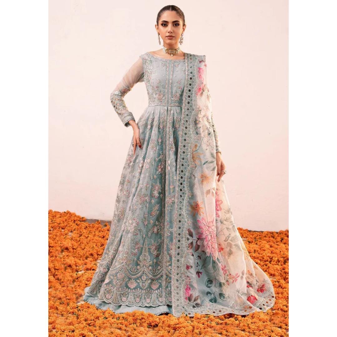 Indian Pakistani Wedding Outfit Ice Blue Pishwas - Etsy