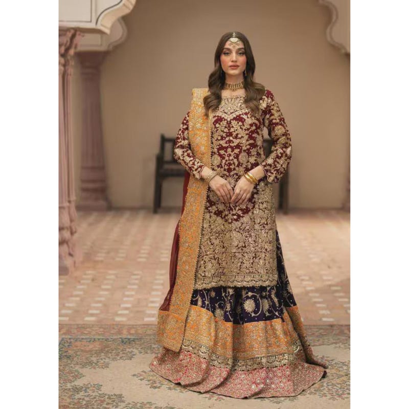 Pakistani Dress Maroon - Etsy