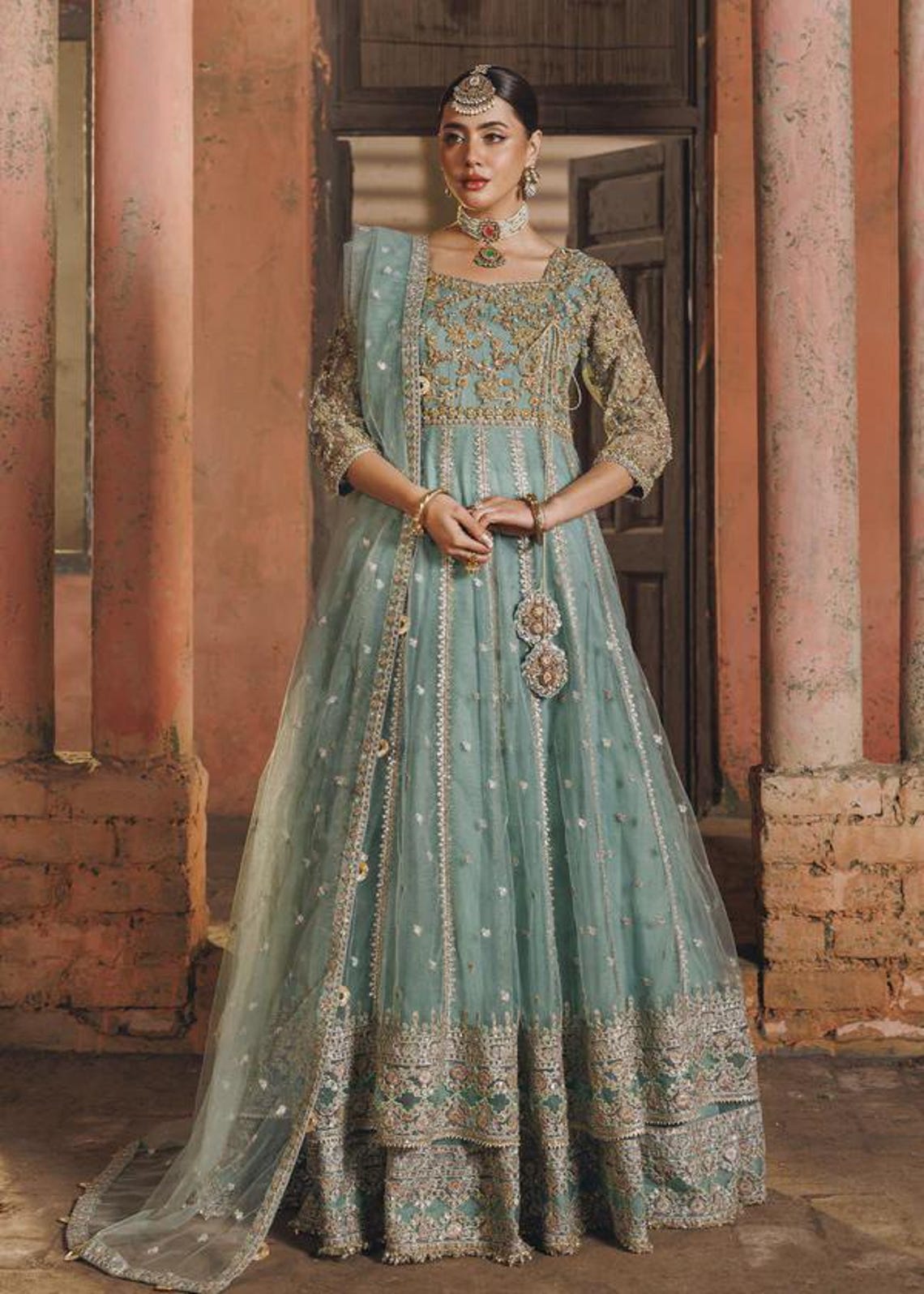 Blush Pink & Pastel Green Layered Maxi Outfit 3-piece - Etsy