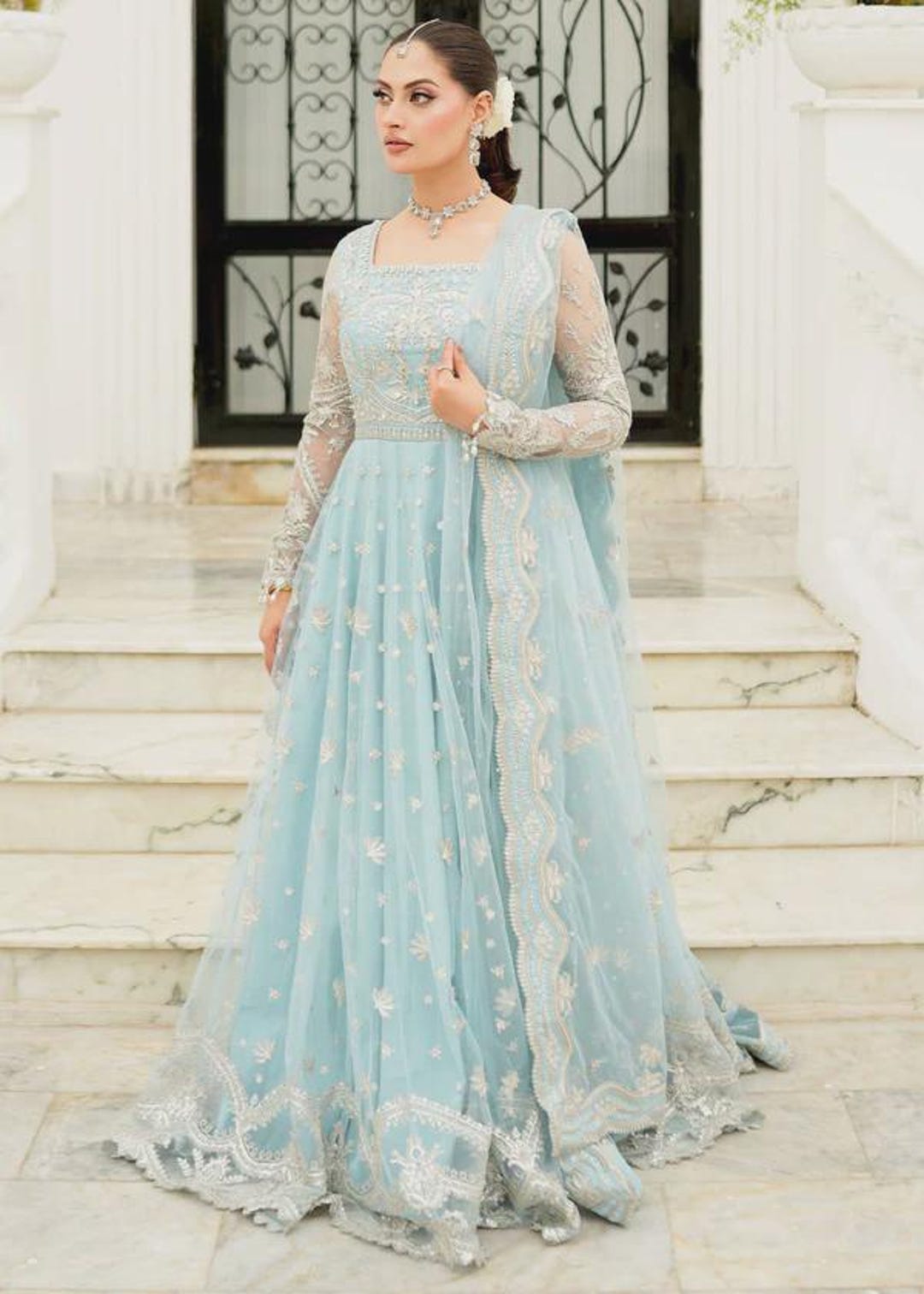 Ice Blue Pishwas 3-piece Formal Pakistani Dress for Weddings - Etsy