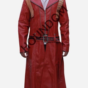 Devil May Cry 3 Dante Red Cosplay Trench Coat, DMC 3 Winter Long Coat ...