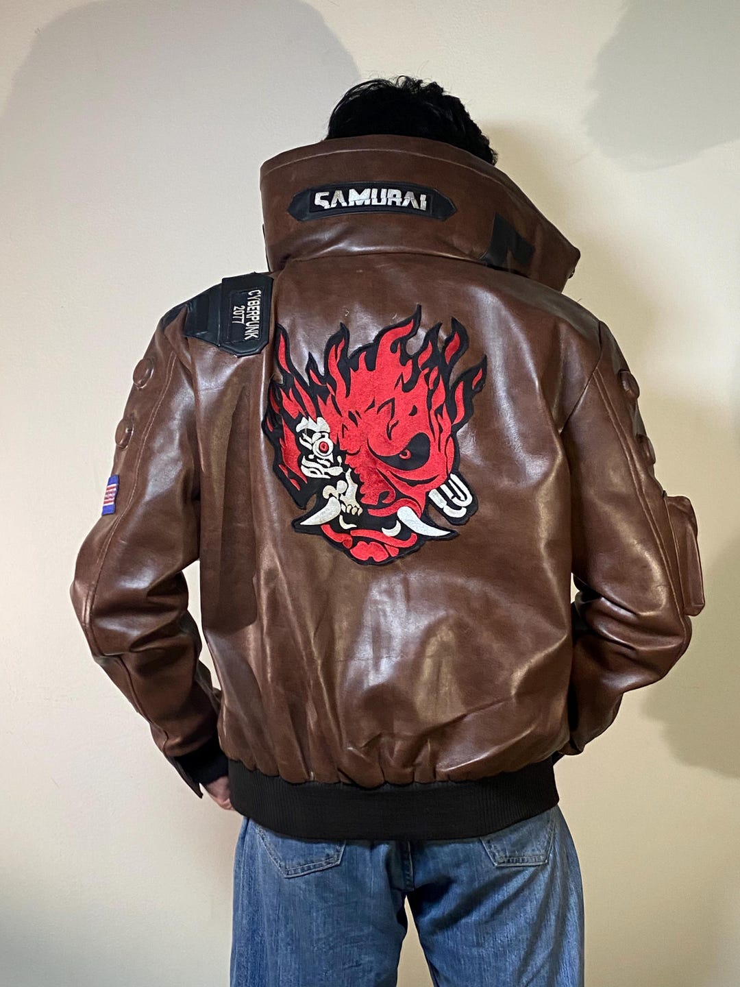 Cyberpunk Samurai Cosplay Jacket, Bomber Leather Jacket, Cosplay ...