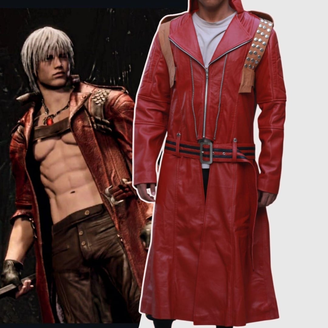 Devil May Cry 3 Dante Red Cosplay Trench Coat, DMC 3 Winter Long Coat ...