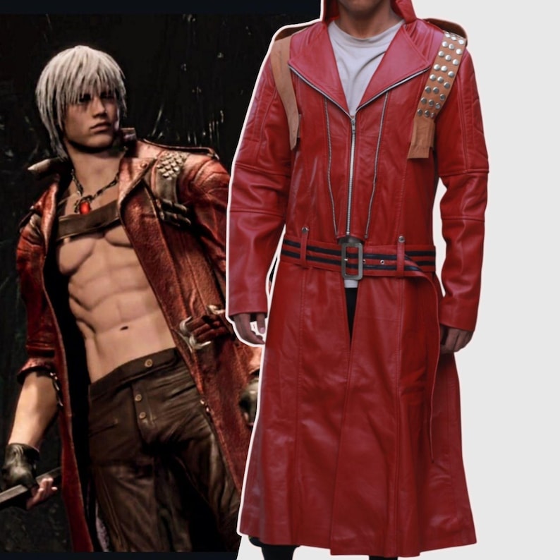 Devil May Cry 3 Dante Red Cosplay Trench Coat, DMC 3 Winter Long Coat ...