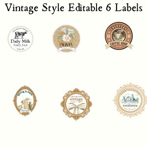 Vintage Style Labels | Editable Digital Download | Retro Branding ...