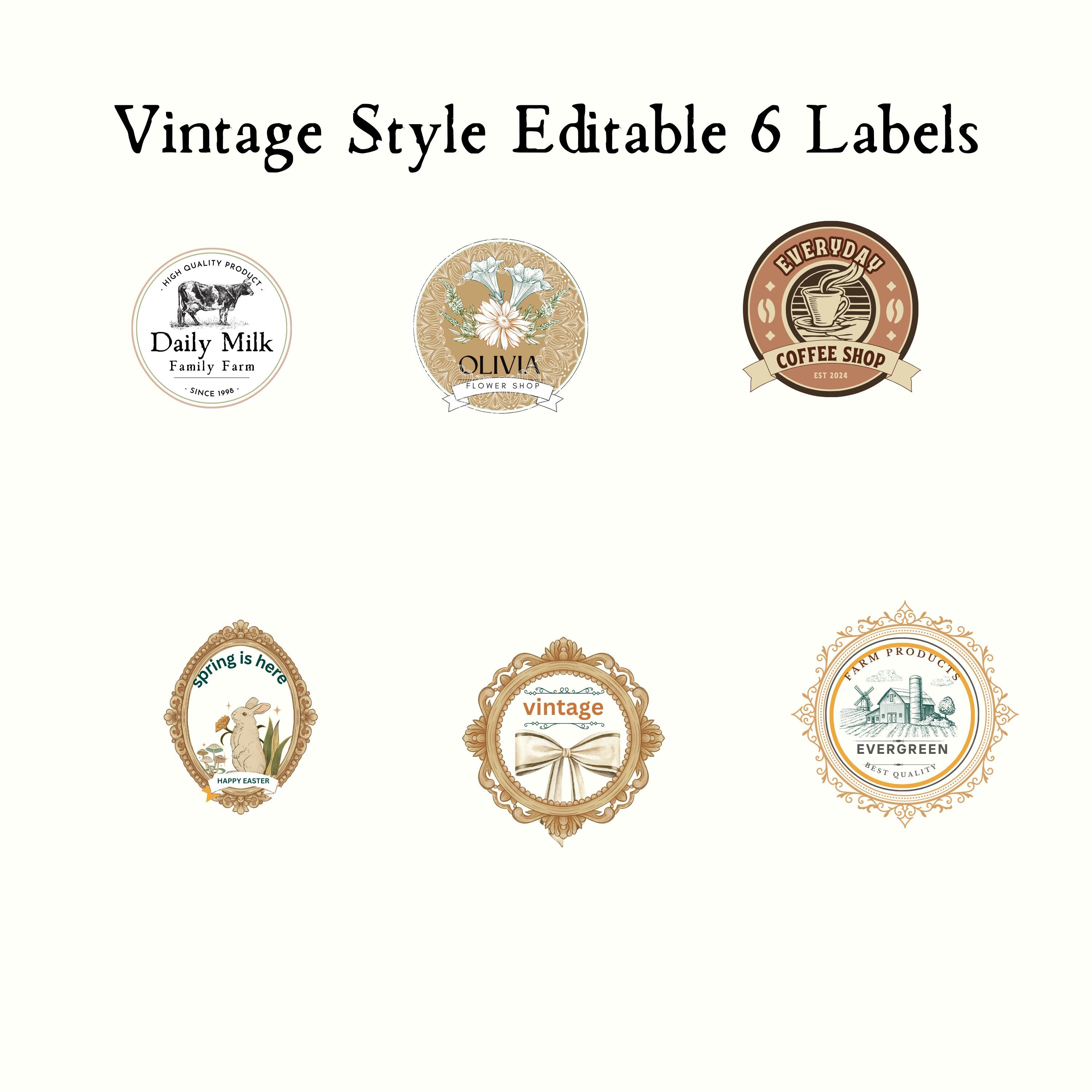 Vintage Style Labels | Editable Digital Download | Retro Branding ...