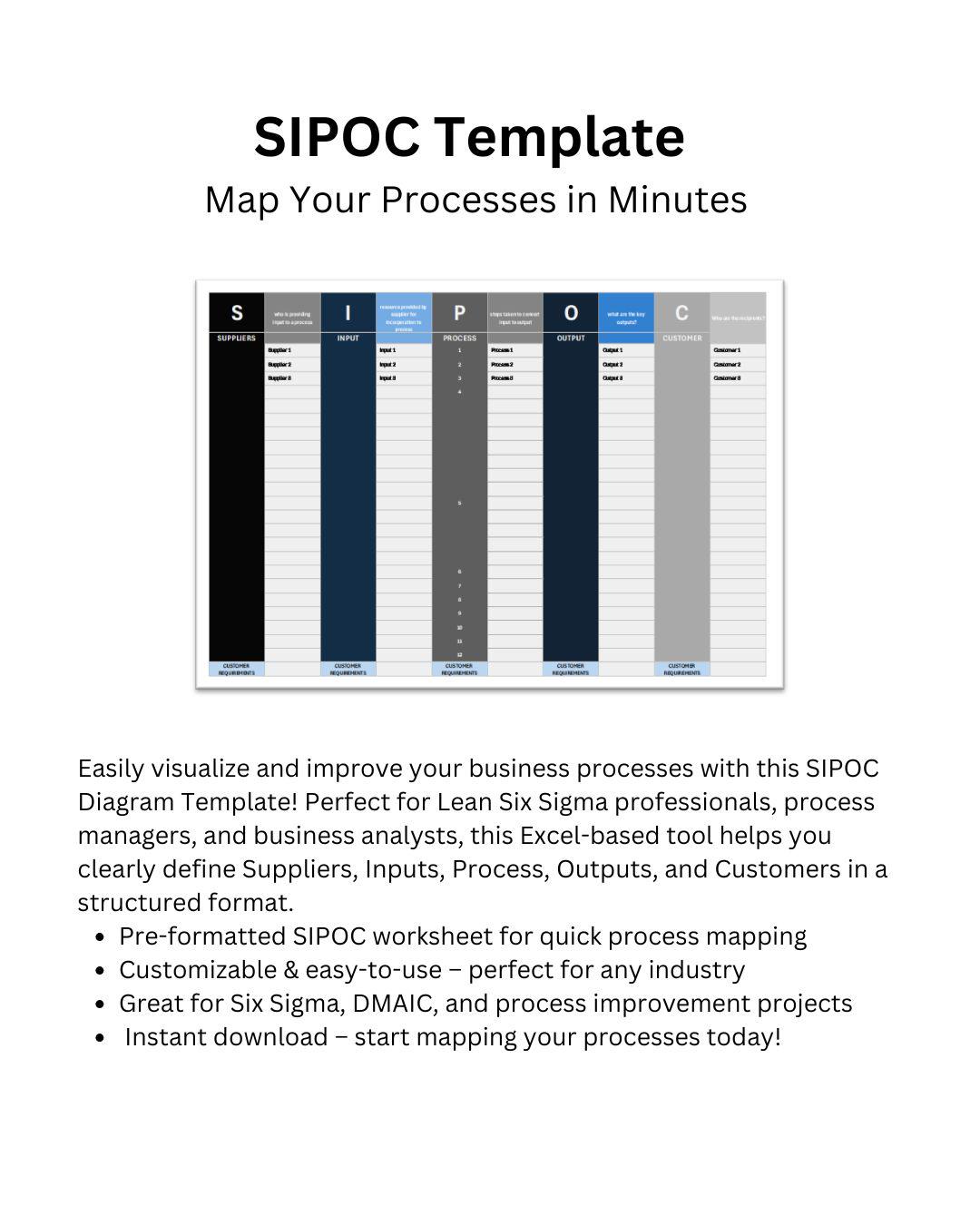 Six Sigma Toolkit – 6S Templates and Calculator / Excel or Printables ...
