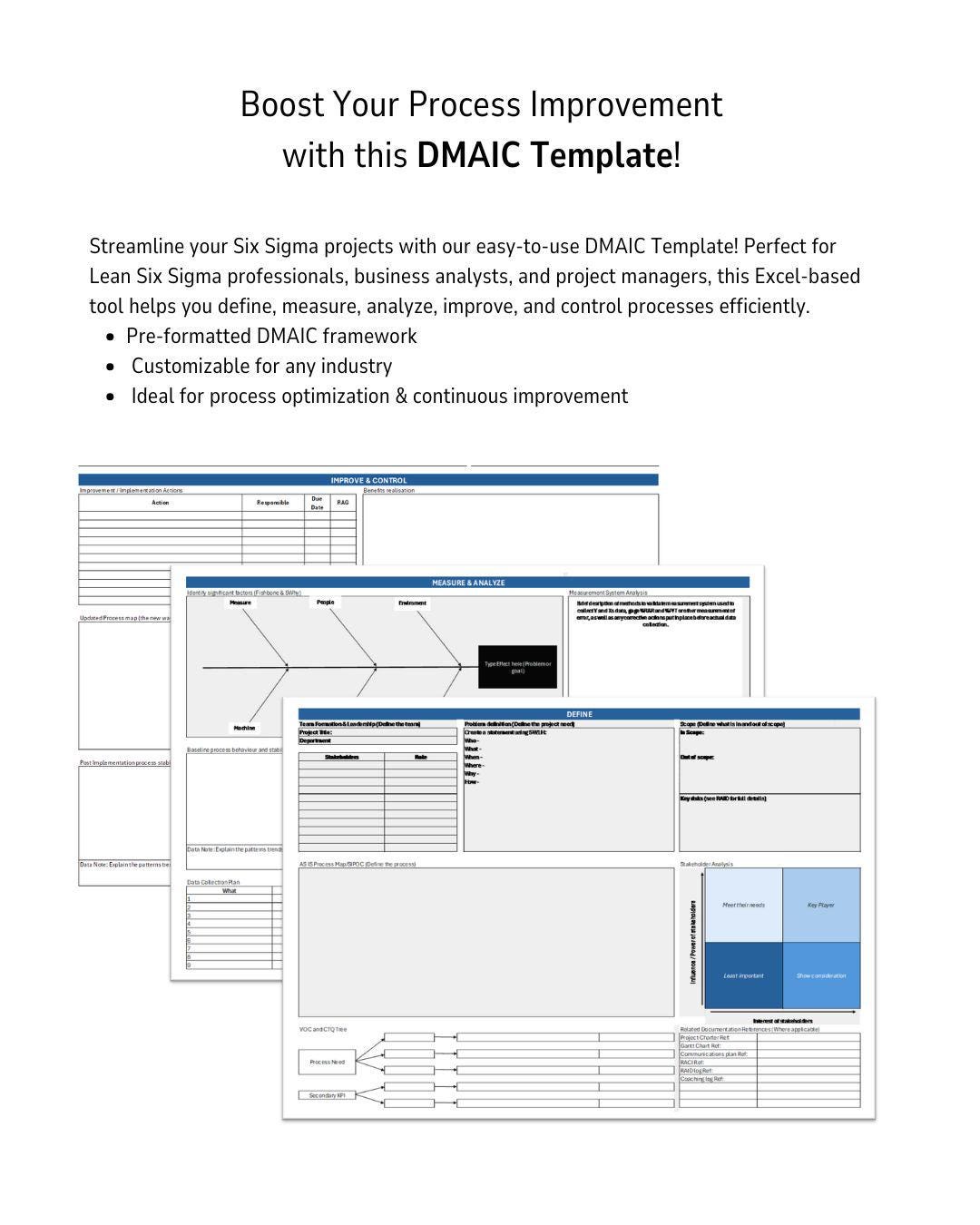 Six Sigma Toolkit – 6S Templates and Calculator / Excel or Printables ...