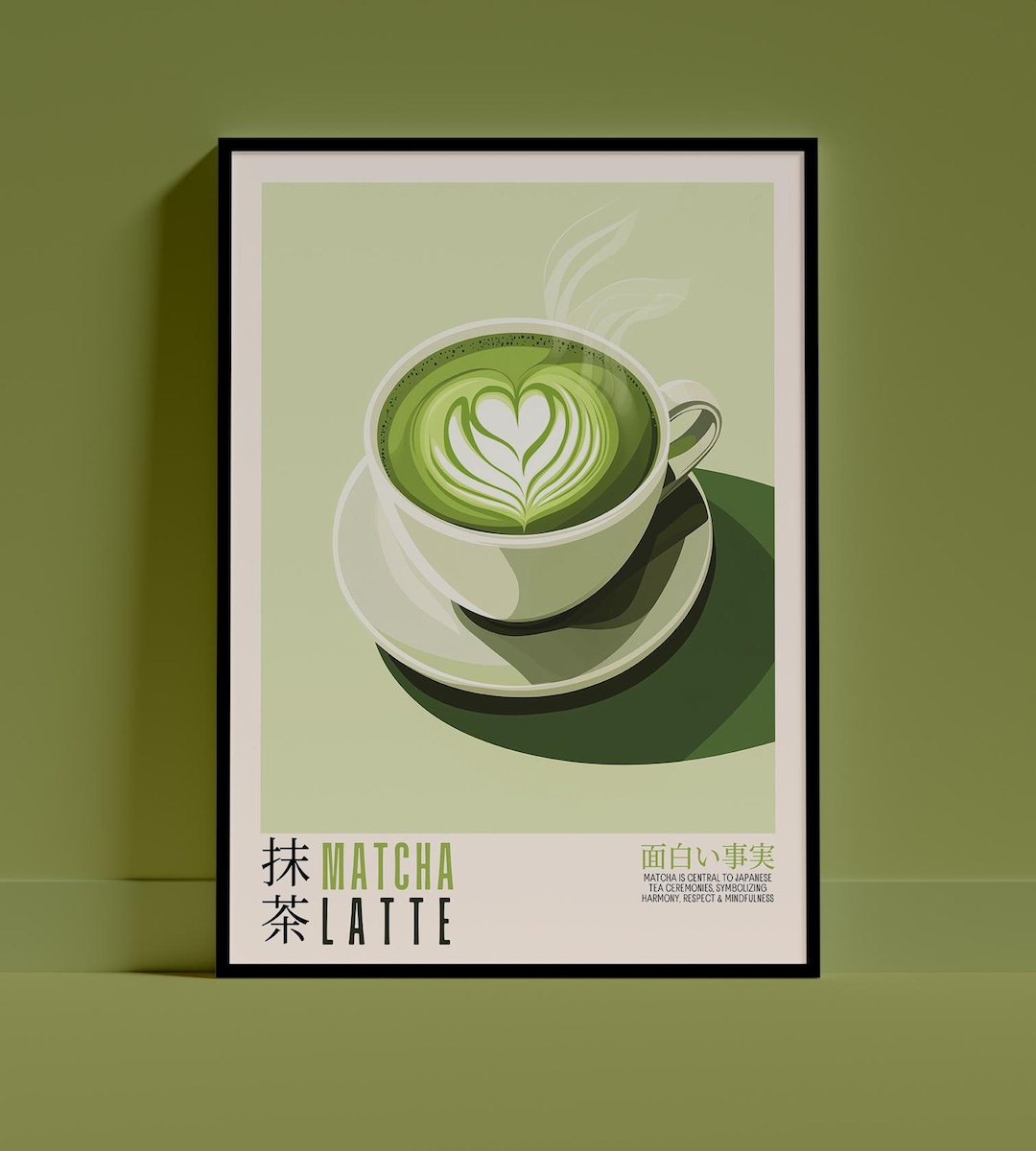 Matcha Latte Poster - Sage Green Wall Art, Trendy Decor, Japanese ...