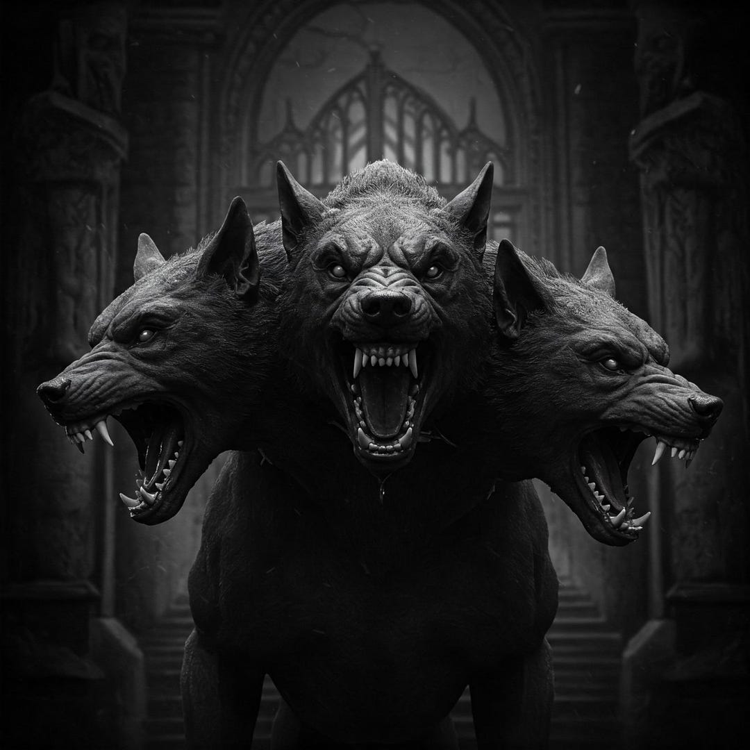 Cerberus + Wall Art Cerberus + 3 Headed Hell Hound Painting + Wall Art+ ...
