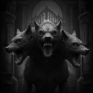 Cerberus + Wall Art Cerberus + 3 Headed Hell Hound Painting + Wall Art+ Dıgıtal Cerberus Table ...