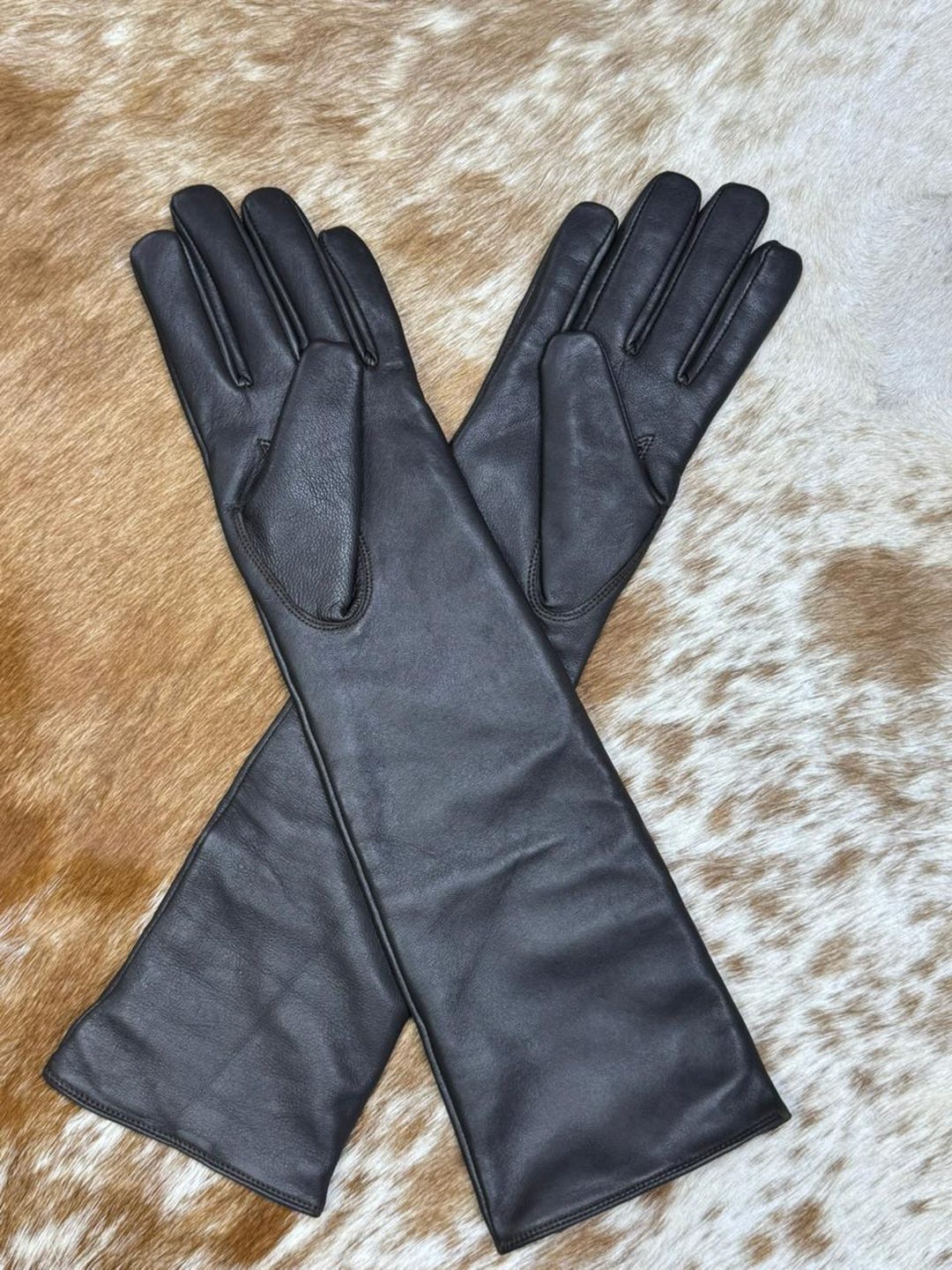 Handmade Opera Length Sheep Leather Gloves – Elegant Black Evening ...